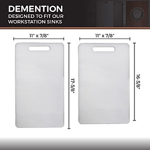 Strictly Sinks Acrylic Cutting Board - Non Slip Cutting Board for Meat, Vegetables & Fruits, Large Dishwasher Safe Cutting Board with Handle - Over the Sink Cutting Board (17-3/8" x 11" x 7/8") White