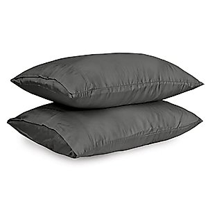 Linenwalas Tencel Pillowcase King Size Set of 2, Lyocell Cooling Silk Pillowcases for Hair & Skin, Soft Breathable Pillowcase with Envelope Closure (Charcoal Grey, 20x40 inches)