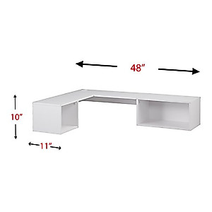 SEI Furniture Flynn Floating Wall Mount Corner Desk - Storage Cubbies - Pure White Finish