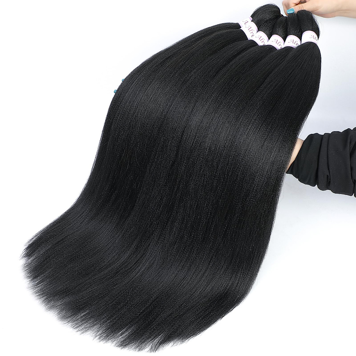 Alrence Pre Stretched Braiding Hair Long Braid 30 Inch 8 Packs Professional Braiding Hair Extensions Synthetic Crochet Twist Braids (30 Inch, 1B#)