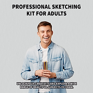 SpiceBox Complete Drawing Set, How to Draw Book with Sketching Supplies and Wooden Drawing Figure, Arts and Crafts Hobby Kits for Adults