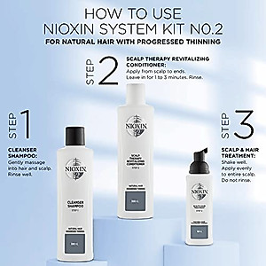 Nioxin System 2 Scalp Therapy Conditioner, Natural Hair with Progressed Thinning, 33.8 oz