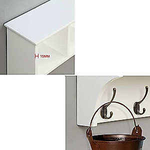 PIBM Stylish Simplicity Shelf Wall Mounted Floating Rack Wooden Wooden Storage Shelves Collection 4 Hooks/ 5 Hooks,2 Colors Avaliable, White , 85X35X18cm