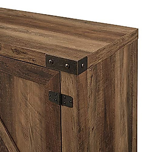 Walker Edison Georgetown Modern Farmhouse Double Barn Door TV Stand for TVs up to 80 Inches, 70 Inch, Rustic Oak, Without Fireplace, 15.75 x 70 x 24 inches