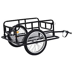 vidaXL Two-Wheeled Bike Cargo Trailer with Quick-Release Hitch and High Load Capacity, Versatile, Compact and Durable Steel Construction, Easy Assembly – Black