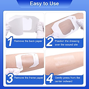 Niceful 5 Packs Ag Silver Calcium Alginate Dressing 0.8x12 in, 100 Packs Transparent Film Dressing Waterproof, Highly Absorbent Ag Algiante Dressing