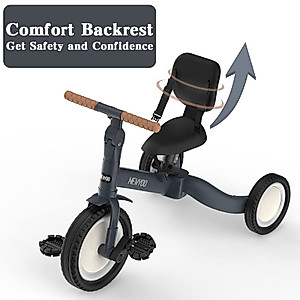 newyoo Toddler Bike, Toddler Tricycle for 1-3 Year Olds, 3 in 1 Balance Bike, Trike with Safety Belt & Backrest, Gift & Toys for Boys & Girls, TR001 (Dark Grey)