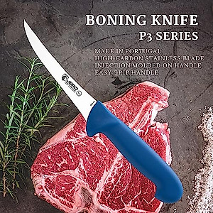 Jero Butcher Series P3 5" Curved Stiff Blade Boning Knife - German Stainless Steel - Polymer Handle - Meat Processing Butcher or Chef Knife - Model 2045P3