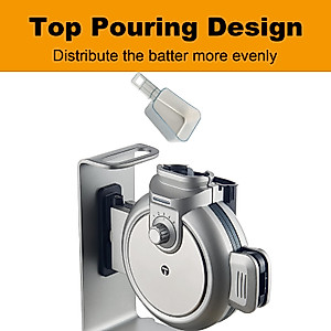 Tesslux Belgian Waffle Maker, Vertical Design with Non-stick Plate, 5 Browning Settings, with Precision-Pour Cup, 800W, Sliver