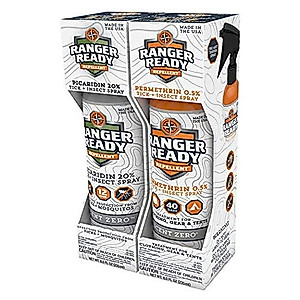 Ranger Ready Repellents P2Pak Permethrin + Picaridin Tick & Insect Repellent, Scent Zero, 8 Fl Oz. (Pack of 2)