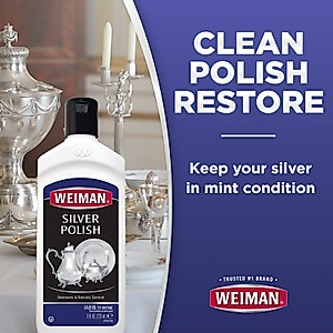 Weiman Silver Polish and Cleaner - 8 Ounce - Clean Shine and Polish Safe Protective Prevent Tarnish