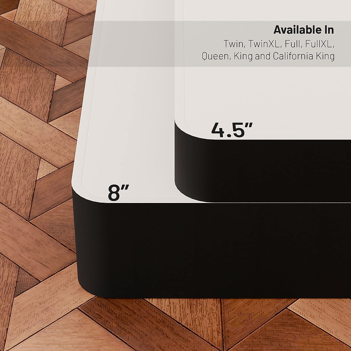 Mayton, 8-Inch, Queen, Black Easy Wood Box Spring/Foundation with Simple Assembly