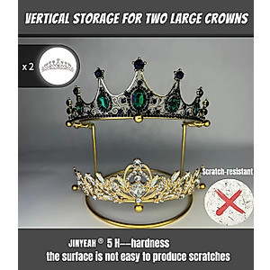JINYEAH Crown Display 2-Tier Crown Holder Tiara Display Golden Bridal Crown Display Stand Crown Storage Organizer Jewelry Holder for Women Girls Wedding Home Shop Store