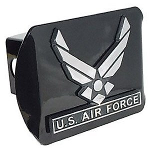 MVP Accessories US Air Force Wings Black Metal Trailer Hitch Cover with Metal Logo