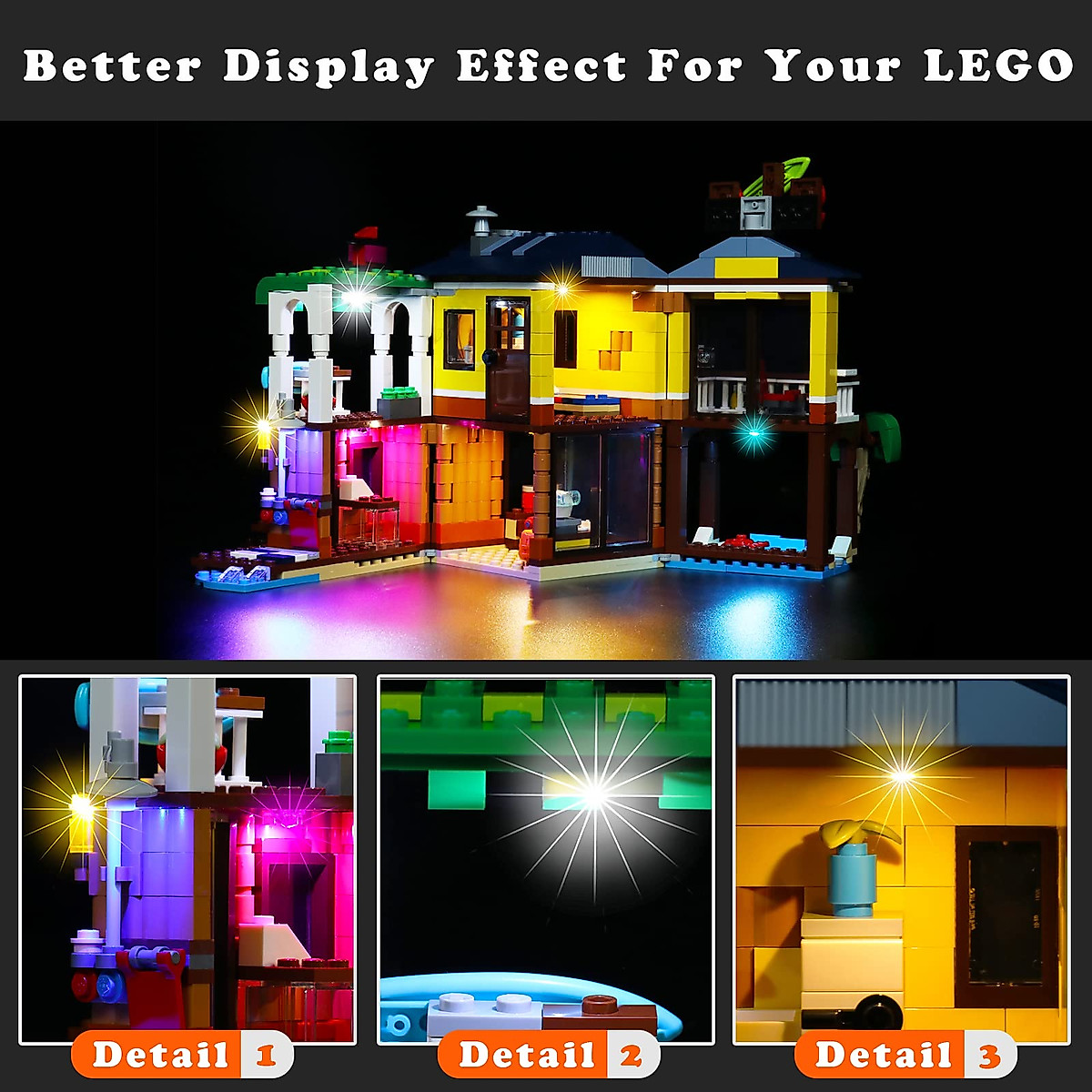 Xunsan LED Light Kit for Lego Creator 3 in1 Surfer Beach House 31118 Building Blocks, Lighting Kit Designed for Lego 31118 Set, Standard Version - NOT Included Lego Model