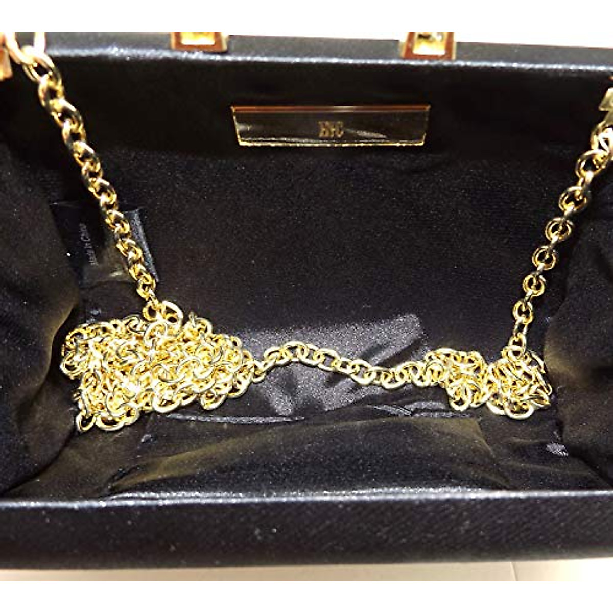 New! Womens INC I.N.C. International Concepts Black Danyele Satin Clutch