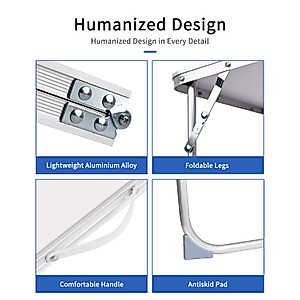 Foldable Laptop Table for Bed, SUVANE Lap Desk Bed Desk, Breakfast Serving Bed Tray, Portable Mini Picnic Table Storage Space Laptop Desk Reading Holder(Gray)