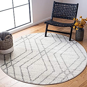 SAFAVIEH Adirondack Collection 6' Round Ivory/Grey ADR162A Modern Moroccan Non-Shedding Dining Room Entryway Foyer Living Room Bedroom Area Rug