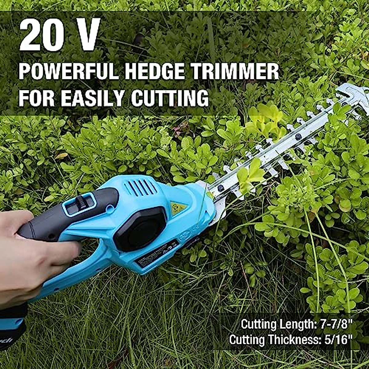 DURATECH 20V Cordless Hedge Trimmer Grass Shears Combo, 2-in-1 Handheld Shrubbery Hedge Trimmer Electric Rechargeable Grass Cutter for Garden - 2.0 Ah Lithium-Ion Battery and Quick Charger Included