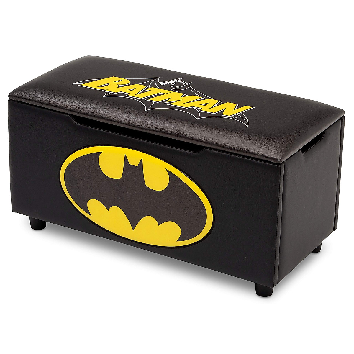 Delta Children DC Comics Batman Upholstered Storage Bench for Kids | Perfect for Bedrooms/Playrooms/Living Rooms | Features Fun Graphics of Batman