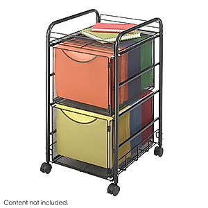Safco Onyx Rolling File Cart with 2 File Drawers, Fits Letter-Size Hanging Folders, Durable Steel Construction