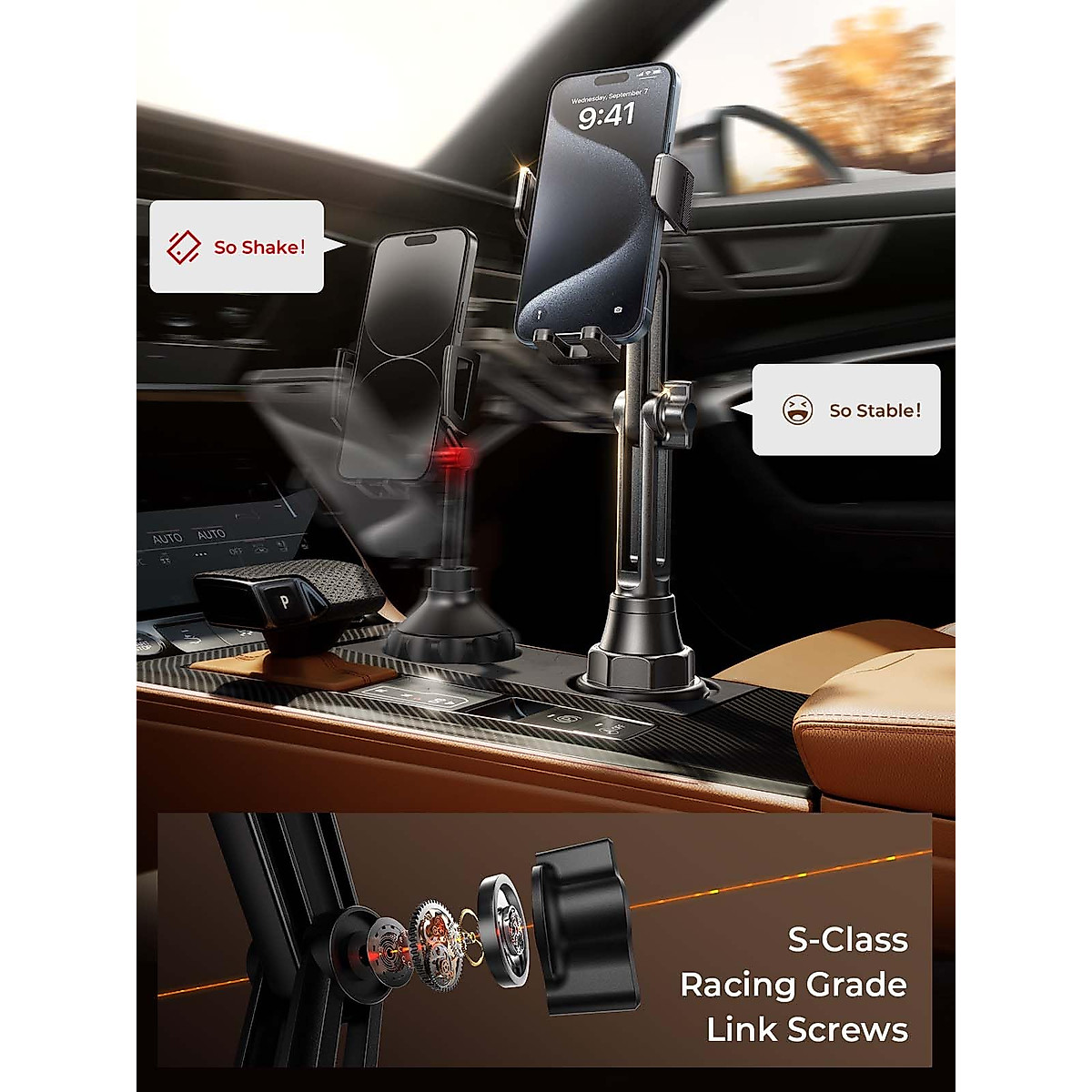 LISEN for Car Cup Holder Phone Holder Mount, Universal Car Cup Phone Holders for Your Car Adjustable Cell Phone Holder Car Accessories for iPhone Samsung 23 Google All Smartphones 4-7 inches