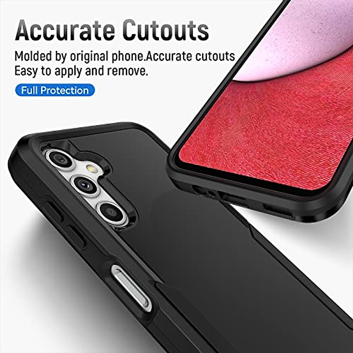 Warsia for Galaxy A14 5G Phone Case,Samsung Galaxy A14 5G Case with Screen Protector,Heavy-Duty Tough Rugged Shockproof Protective Phone Case for A14 5G, Black