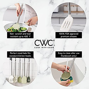 COOK WITH COLOR Silicone Cooking Utensils, Kitchen Utensil Set, Easy to Clean Silicone Kitchen Utensils, Cooking Utensils for Nonstick Cookware, Kitchen Gadgets Set, 5 Pieces, Green