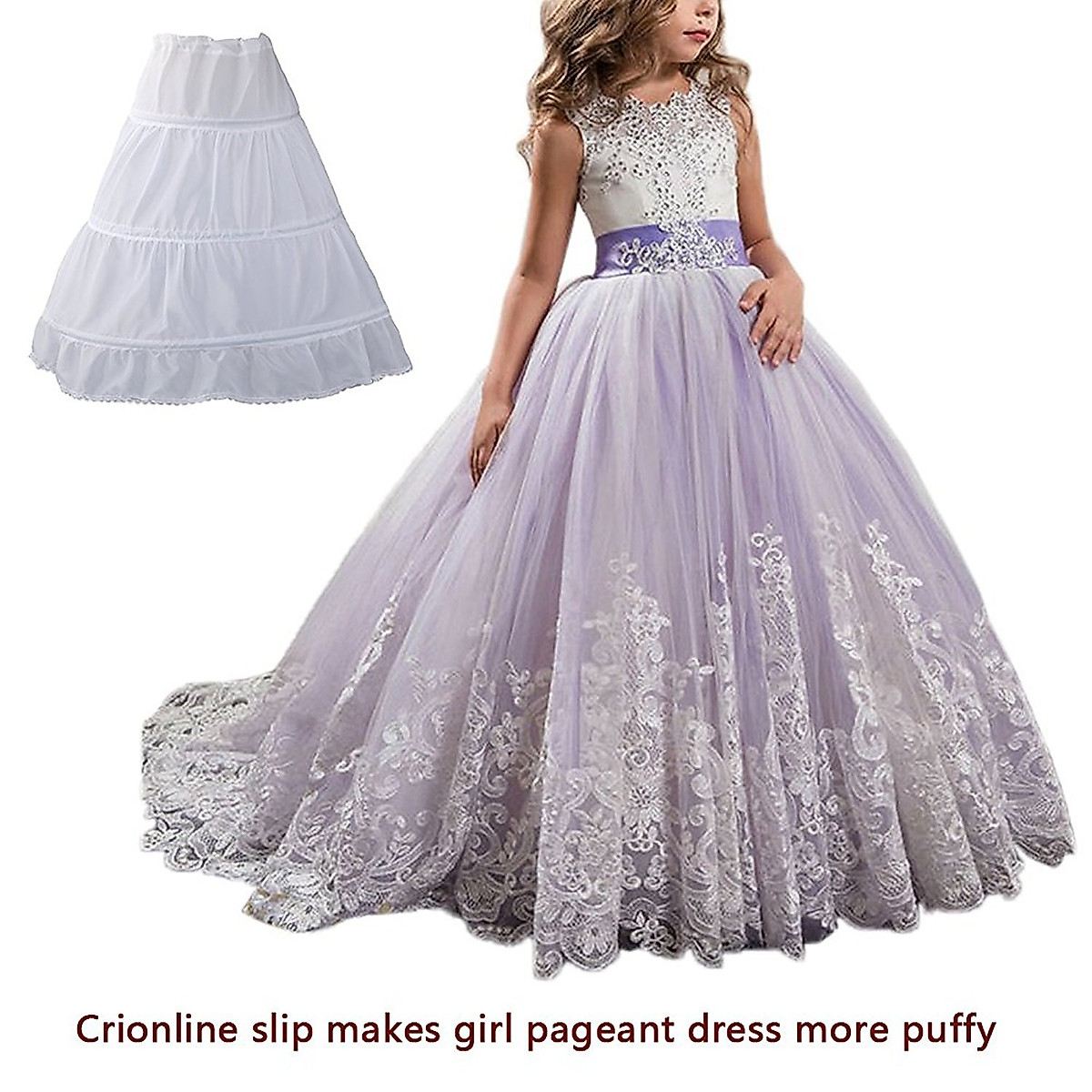 Princess Hot Pink Long Girls Pageant Dresses Kids Prom Puffy Tulle Ball Gown US 6