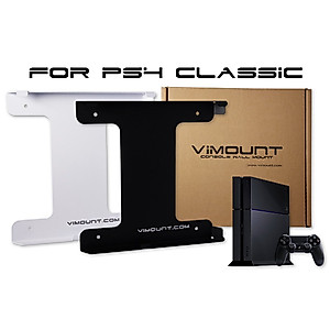 ViMount Wall Mount Metal Holder Compatible with PlayStation 4 PS4 Classic/Fat (First Version) in Black Color