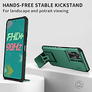 TARGI Slide Lens Phone Holder Back Phone Case for Infinix Hot 11s NFC Luxury Cover Hybrid Hard Panel Funda for Infinix Hot 9 10s 10 Play 11 s 12 10t Smart 4 5 6 Shell (Dark Green,infinix hot 9 Play)