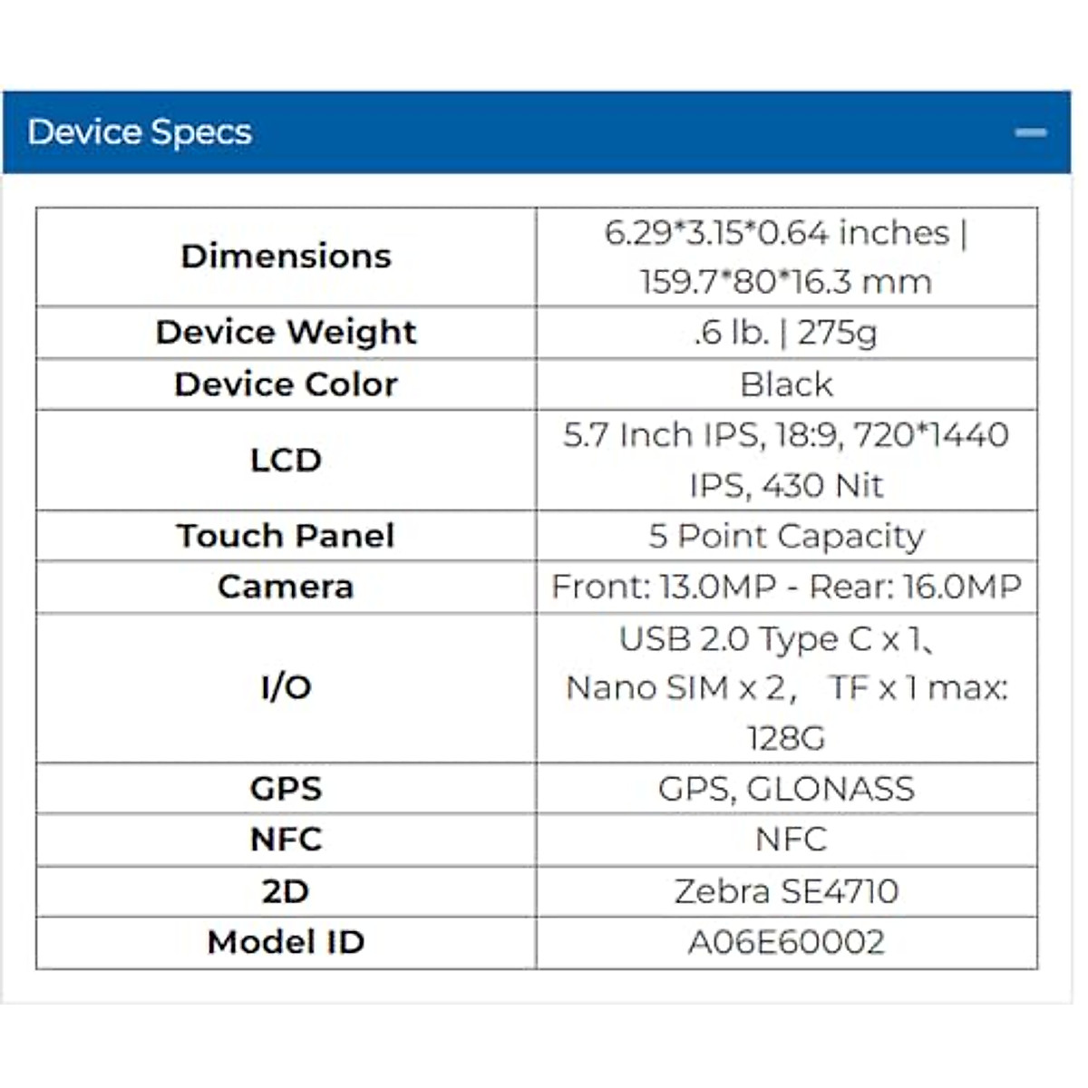 Minno Apex 6" Rugged Android Handheld Tablet with Scanner (6")