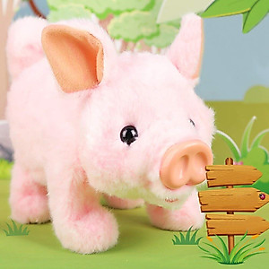 Liberty Imports My Pet Pig, Electronic Plush Piggy Toy Piglet That Walks, Wags Tail, Wiggles Nose, and Makes Oink Sounds for Kids, Boys, Girls