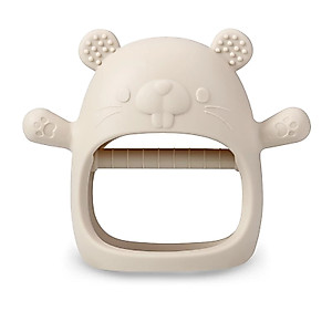 PandaEar 2 Pack Silicone Baby Teething Toys| Baby Hand Teether Mitten for Sucking Needs| Baby Chew Toys Hand Pacifier for Soothing Teething Pain Relief (White/Pink)