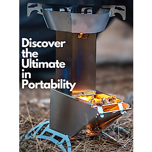 Spitfire Rocket Stove - Spartan Light Rocket Stove Wood Burning Portable Stove w/Travel Case, Collapsible Backpacking Wood Stove, Camp Rocket Stove, Outdoor cooking stove Estufa De Leña Para Cocinar