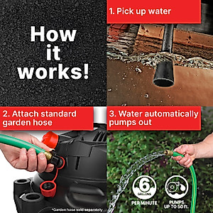 Shop-Vac 5871205 12 Gallon Wet Dry Pump Vacuum with Built-in Water Pump, 5.0 Peak HP, 2.5 Inch Diameter x 8 Ft Hose, 12 Ft Cord, Black