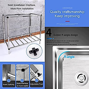 Catering Sink Free Standing 304 Stainless Steel Utility Sinks For Laundry Room With Tap And Drain, Industrial Garage Sink Commercial Sink For Restaurant, Workshop, 53x38cm ( Size : 68*44cm/27*17in )
