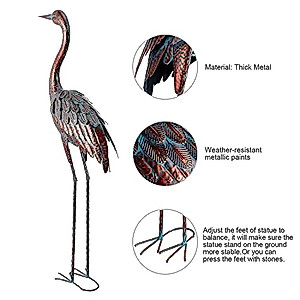 chisheen Outdoor Garden Crane Statues and Sculptures Metal Yard Art Statue for Garden Decoration Large Size