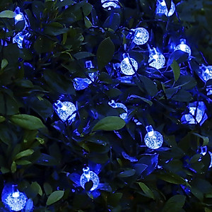 WONFAST Solar String Lights, 20ft 30 LED Crystal Ball Solar Powered Outdoor Globe Fairy String Lights for Homes,Christmas,Gardens,Wedding,Party Decoration (Blue)
