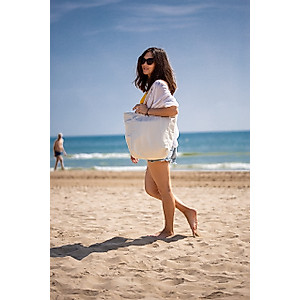 Canvas Tote Bags, 2 Pcs Cloth Reusable Tote Bag with Pocket and Zipper, Large Shopping Canvas Bags with handles