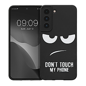 kwmobile TPU Silicone Case Compatible with Samsung Galaxy S22 - Case Soft Cover - Don't Touch My Phone White/Black