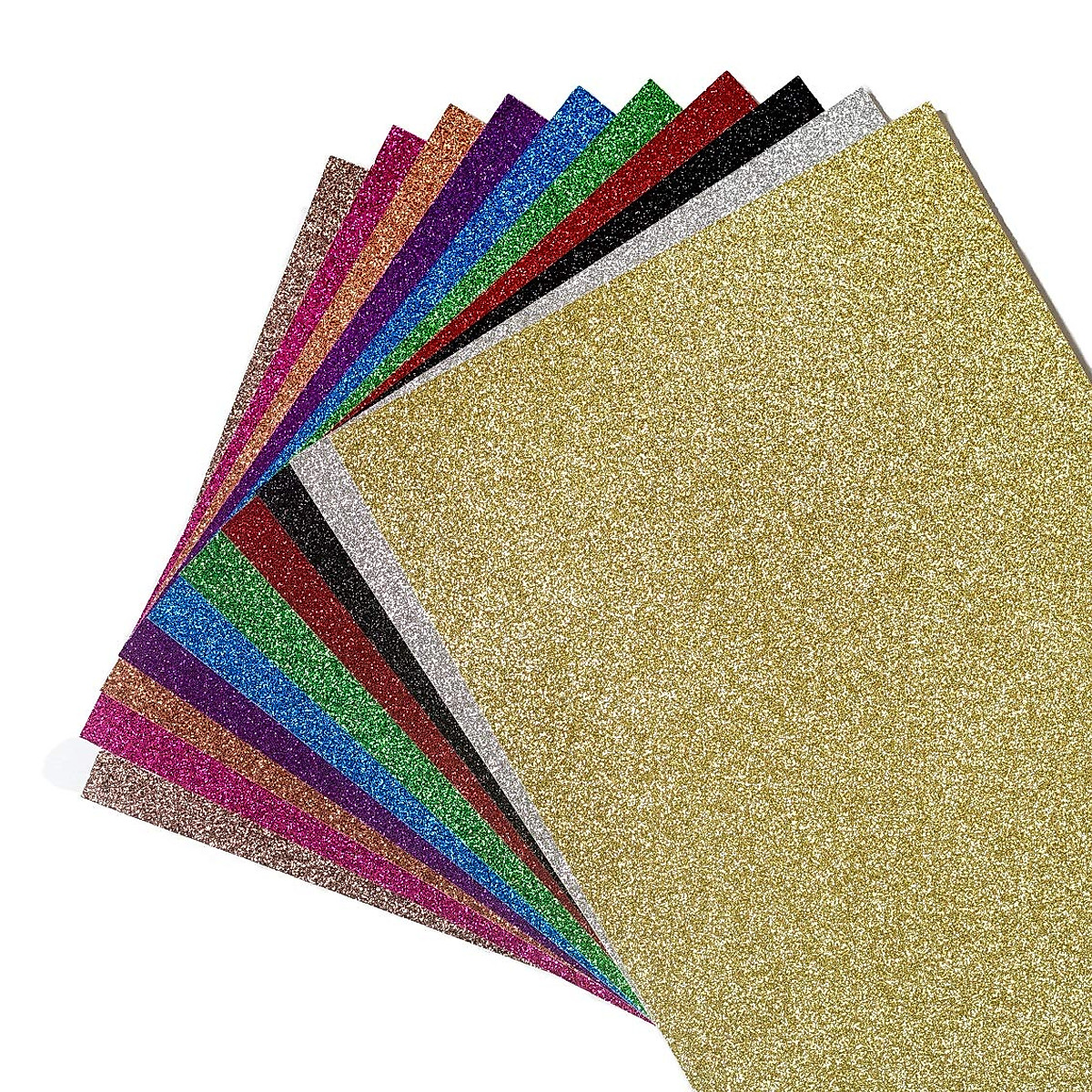 YZH Crafts Glitter Cardstock Paper,No-Shed Shimmer Glitter Paper,Crafting Assorted Glitter Paper Pad, DIY Party Deco by 8 Inch X 11 Inch, A4 Size (assort)
