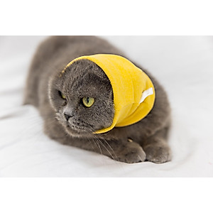 DDFS Cat Hematoma Ear Wrap,Cat No Flap Ear Wrap Anxiety & Stress Relief - No Flap Ear Wrap for Cats Yellow S