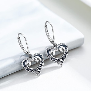 Horse Earrings for Women 925 Sterling Silver Horse Dangle Drop Earrings Celtic Horse Earrings Horse Jewelry Gifts for Women Horse Lovers