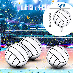 6 Pieces 18 Inches Volleyball Balloons Foil Volleyball Balloons Aluminum Foil Balloons for Birthday Party Sports Themed Party Decor