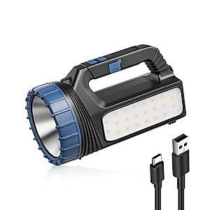 E-SHIDAI Solar Flashlights, Solar Flashlight for Multi Function 8000 Lumens Led Flashlight with Emergency Strobe Light Emergencies, Led High Lumens, USB C and Large Capacity Battery Fast Charging