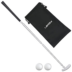 LEAGY 4-Sections Portable Best Golf Right Hand Putter or Golf Two-Way Putter Left and Right Hand, 2 Golf Balls Isolated On White Background, 1Pack Golf Bag (Ambidextrous)