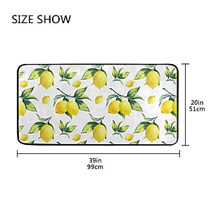 SLHKPNS Lemon Kitchen Rug Non-Slip Lemon Kitchen Mat Rug Comfort Runner Doormat 39x20 Inch Soft Floor Mat for Home Kitchen Decor