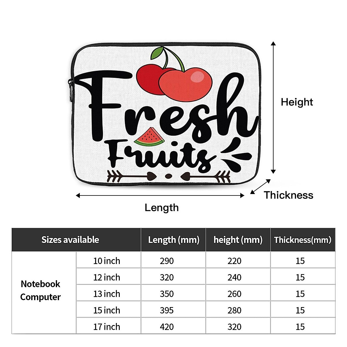 Feesh Fruits 13 inch Portable Laptop Sleeve Compatible with MacBook Air Notebook Computer Case for Men Women College School Students