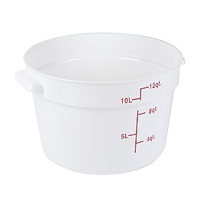 Restaurantware-Met Lux 12 Quart Food Storage Container, 1 White Storage Container - Lids Sold Separately, Red Volume Markers, Dishwashable Container, Side Handles, For Storing Foods